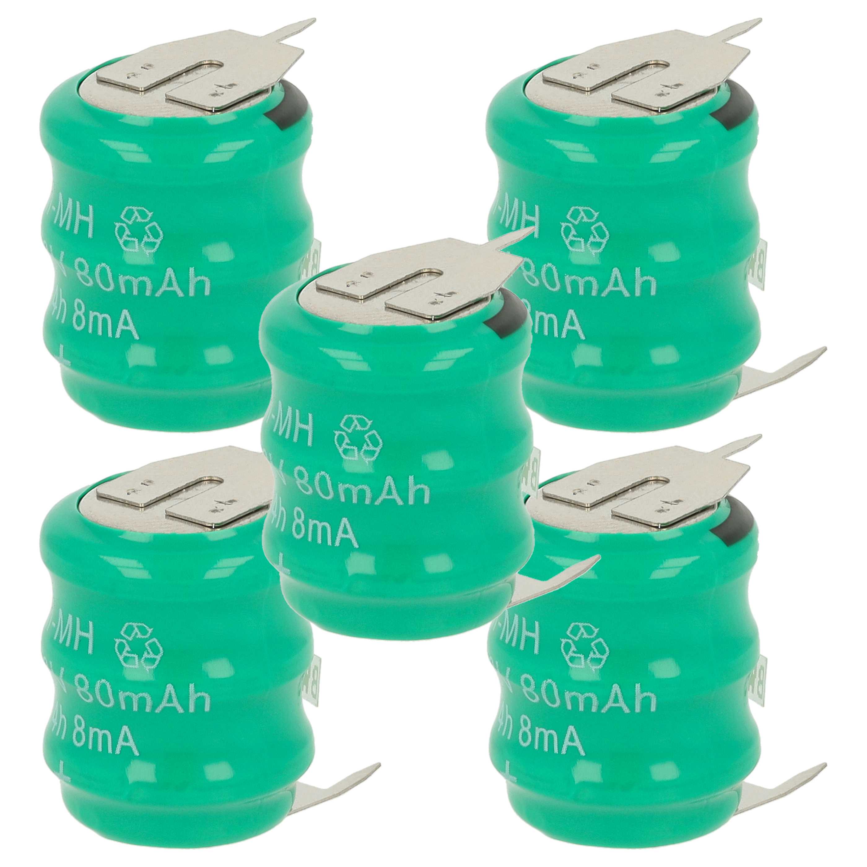 5x Akumulator guzikowy typ V80H - 3 Pin 80mAh 3,6V NiMH np. do modeli ...