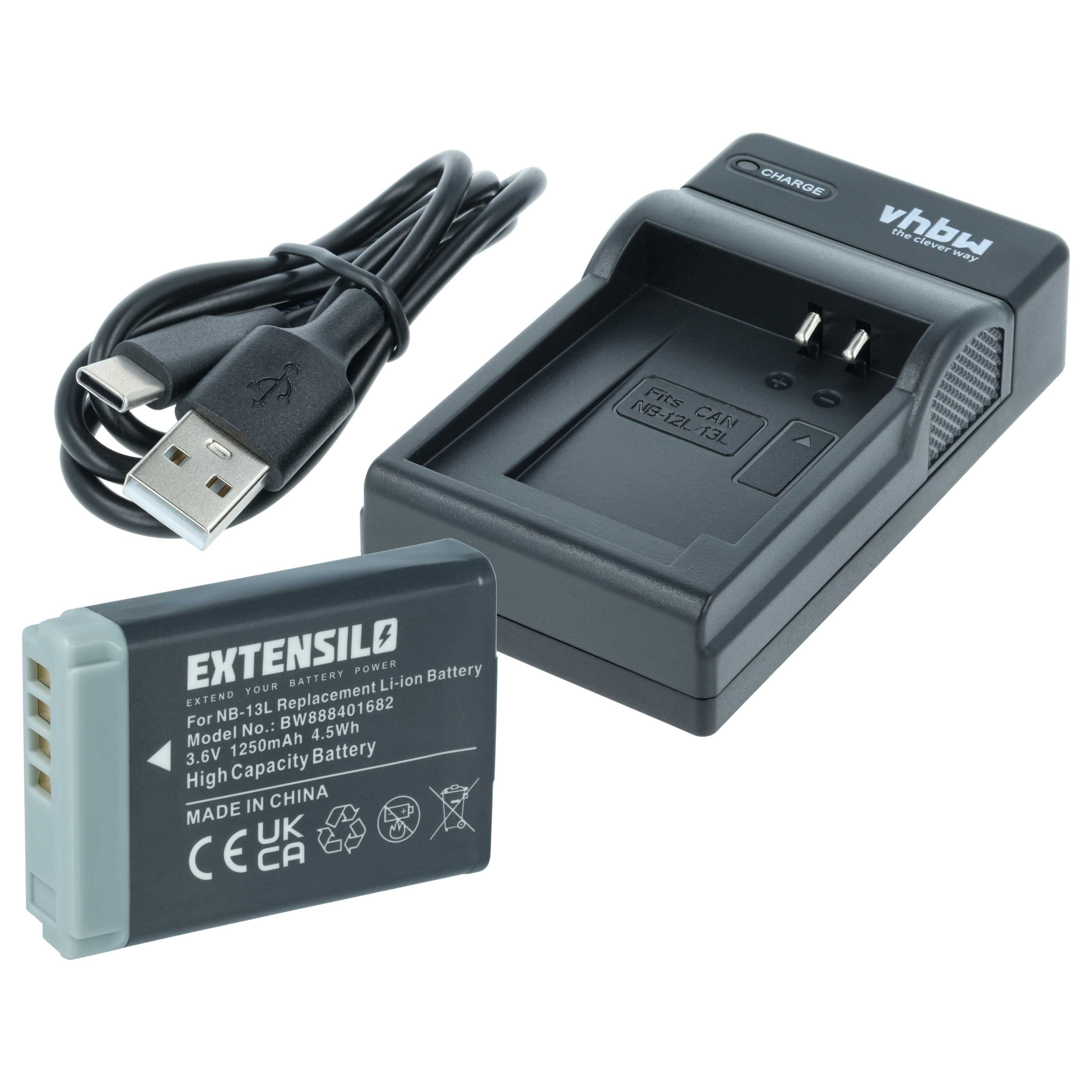 1x station de charge, 1x batterie, 1x câble USB-A / USB-C pour caméra ...